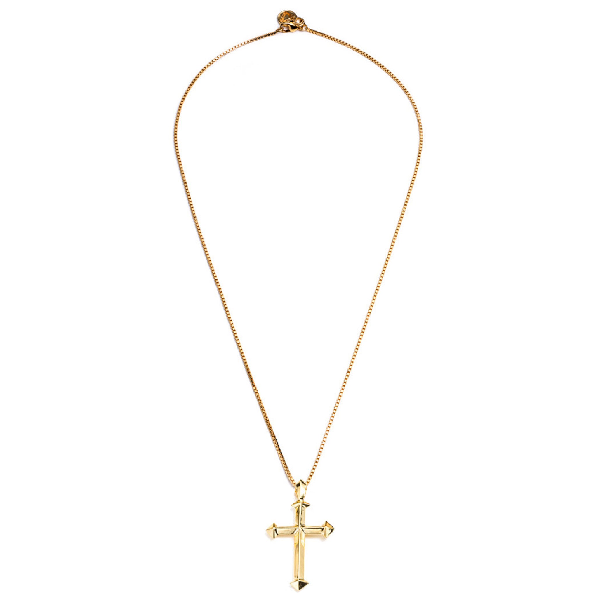 HEDRON CROSS NECKLACE - GOLD PLATED BRASS – THIRD CROWN